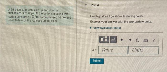 Solved A 55 gi ce cube can slide up and down a frictionless | Chegg.com