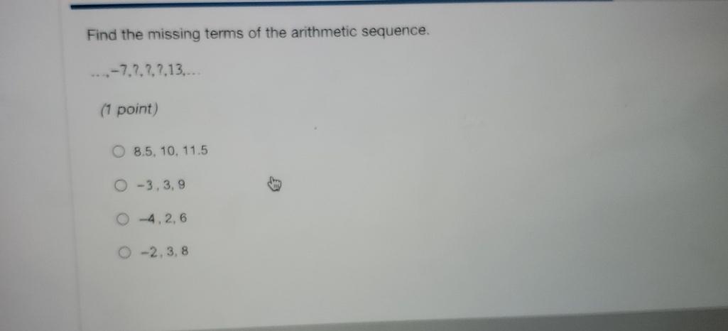 Solved Find the missing terms of the arithmetic | Chegg.com