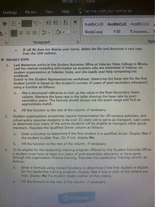 PROJECT Word Mailings Review View Help Tell me what | Chegg.com