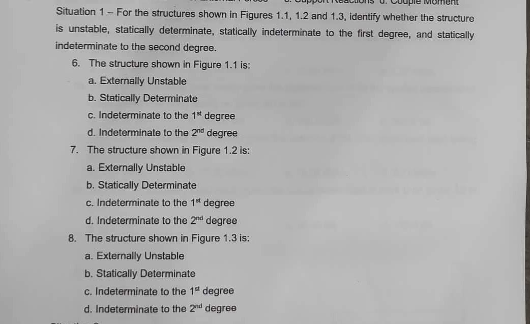 Solved Situation 1− For the structures shown in Figures | Chegg.com