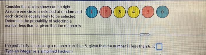 Solved the probability of selecting a number less than 5, | Chegg.com
