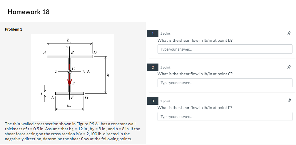 Solved Homework 18Problem 11 ﻿pointWhat is the shear flow in | Chegg.com