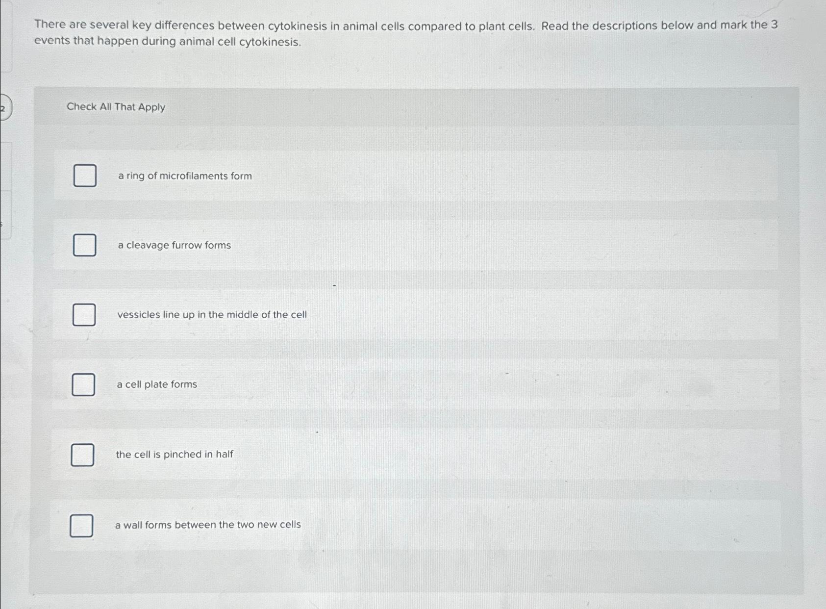 Solved There are several key differences between cytokinesis | Chegg.com