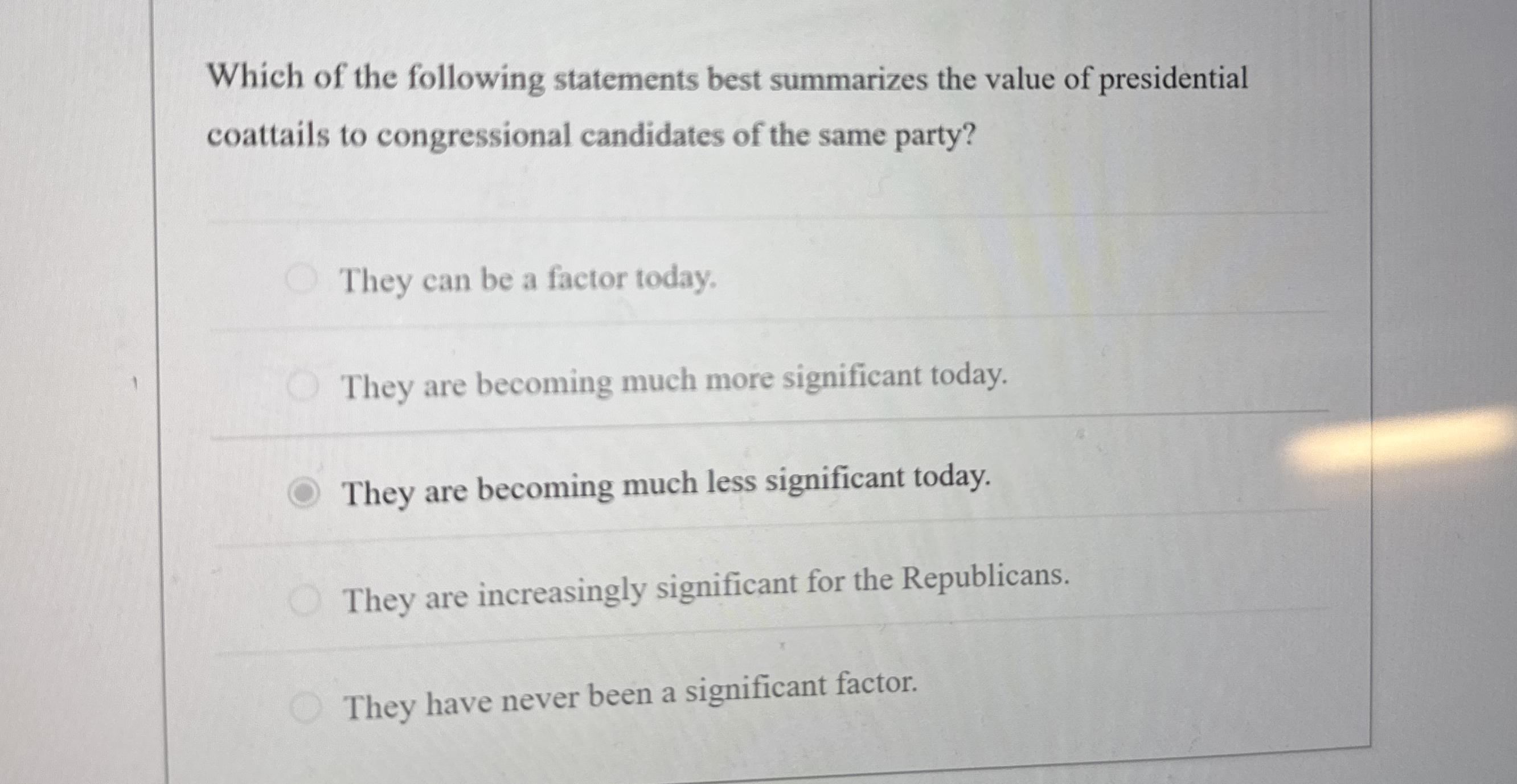 Solved Which of the following statements best summarizes the | Chegg.com