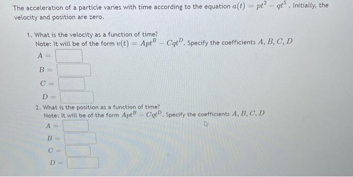 Solved The acceleration of a particle varies with time | Chegg.com