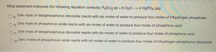Solved What statement interprets the following equation | Chegg.com