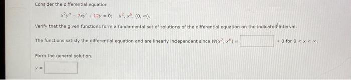 Solved verify that the given functions form a fundamental | Chegg.com