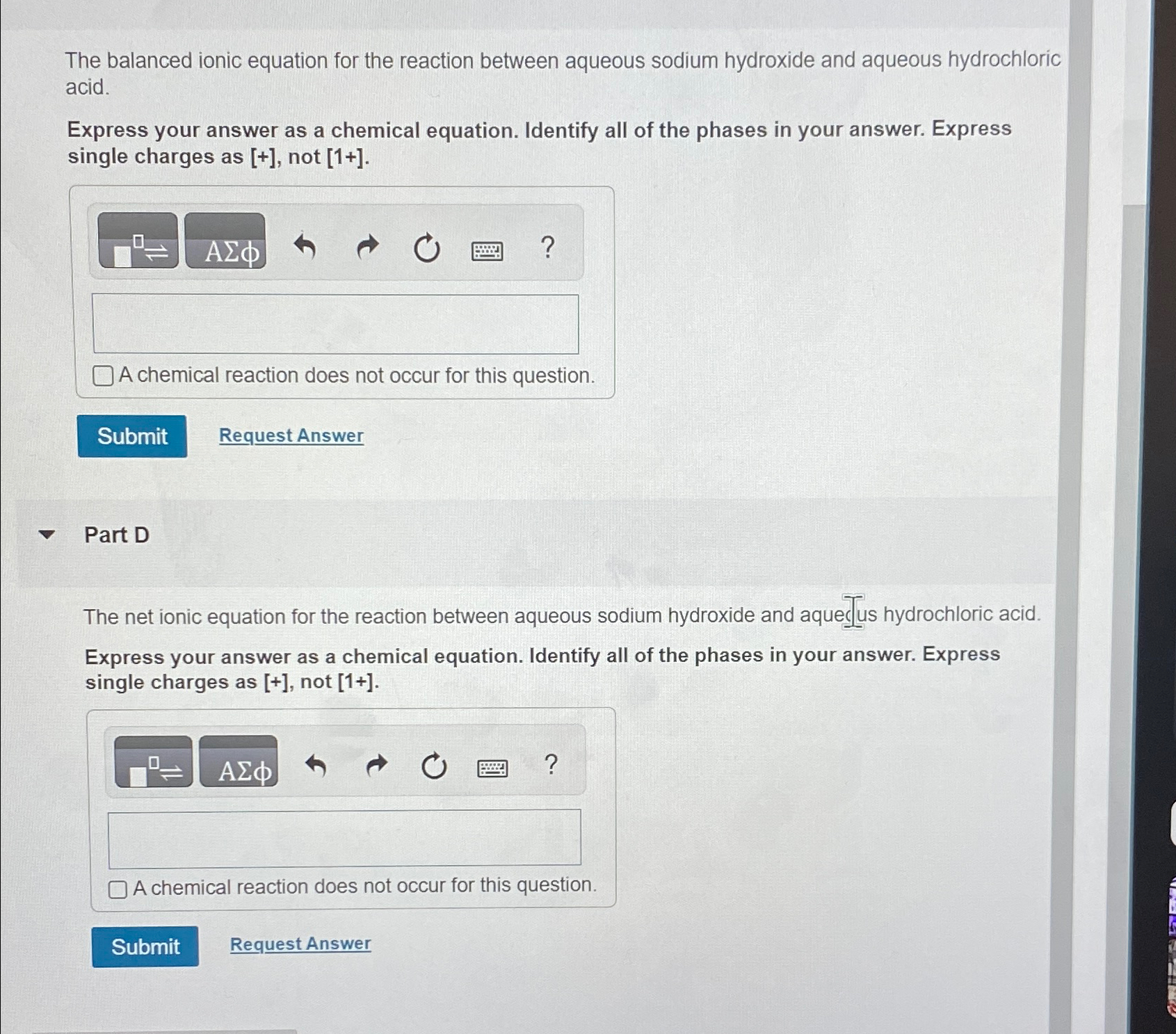 Solved The balanced ionic equation for the reaction between | Chegg.com