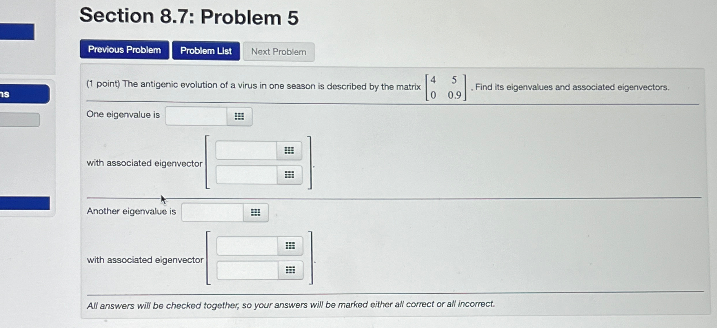 Solved Section 8.7: Problem 5(1 ﻿point) ﻿The antigenic | Chegg.com