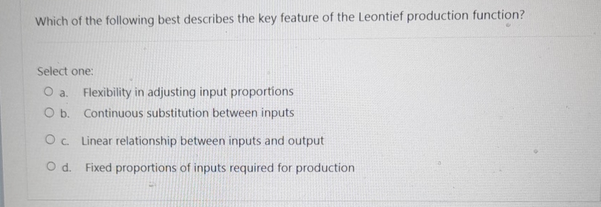 Solved Which of the following best describes the key feature | Chegg.com