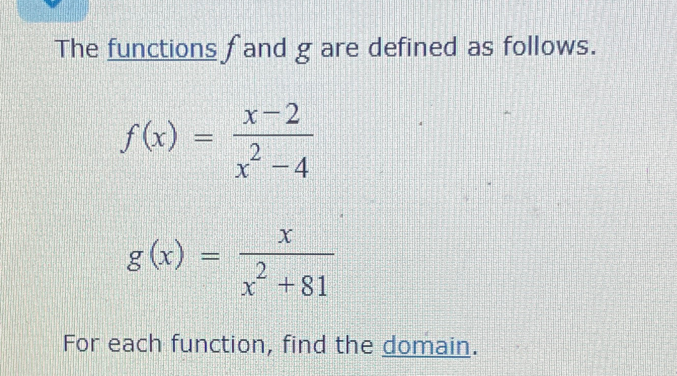 Solved The functions f ﻿and g ﻿are defined as | Chegg.com