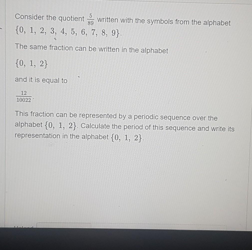 Solved Consider the quotient written with the symbols from | Chegg.com