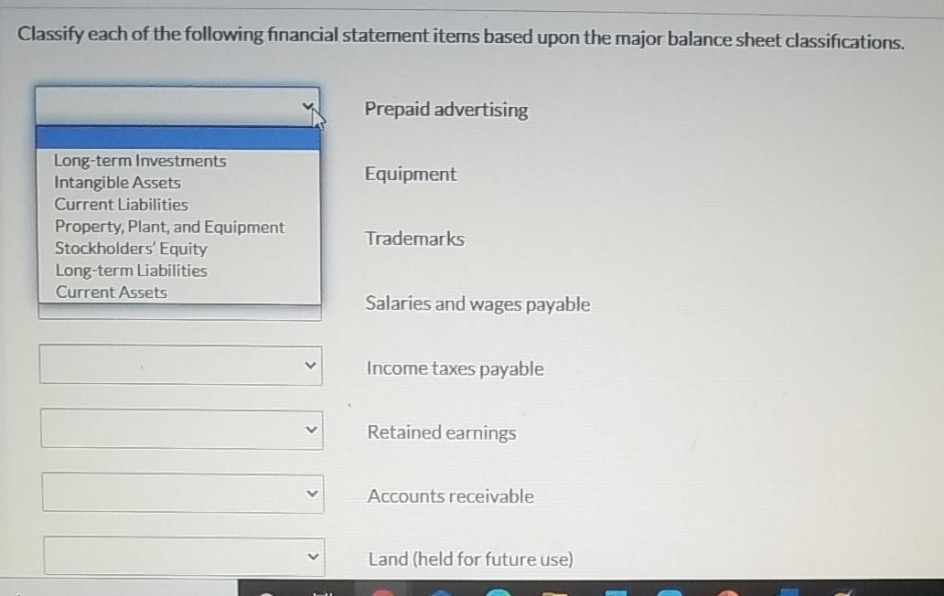Solved Classify each of the following financial statement | Chegg.com