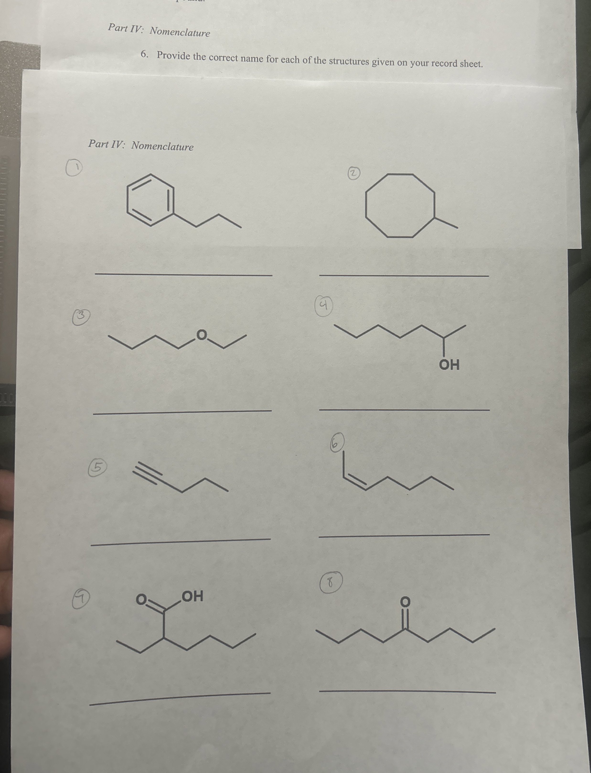 Solved Part IV: Nomenclature6. ﻿Provide the correct name for | Chegg.com