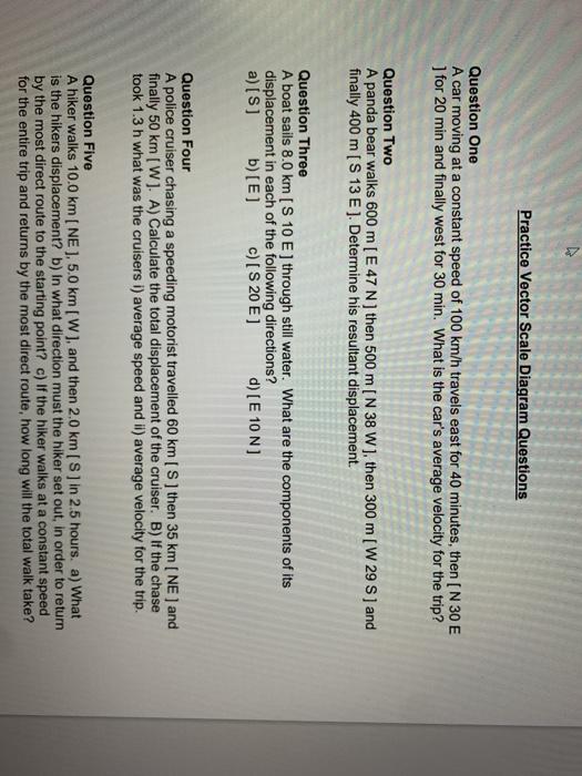 Solved Practice Vector Scale Diagram Questions Question One | Chegg.com