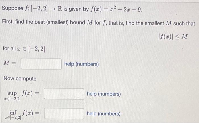 [Solved]: Suppose ( f:[-2,2] rightarrow mathbb{R} ) is
