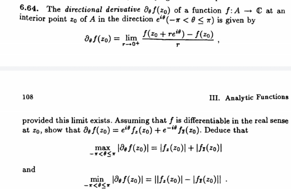 Solved 108III. Analytic Functionsprovided this limit exists. | Chegg.com