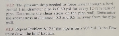 Solved 12 ﻿The pressure drop needed to force water through a | Chegg.com