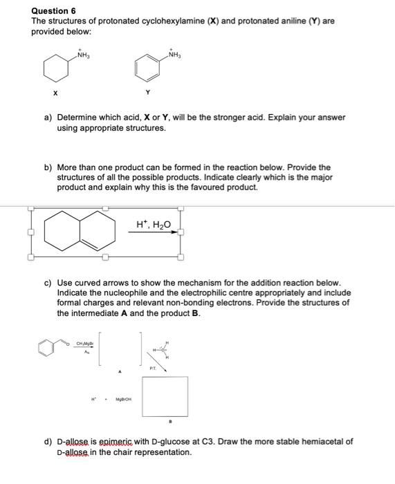 Solved Question 6 The structures of protonated | Chegg.com