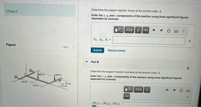 Solved (Figure 1) Determine the support reaction forces at | Chegg.com