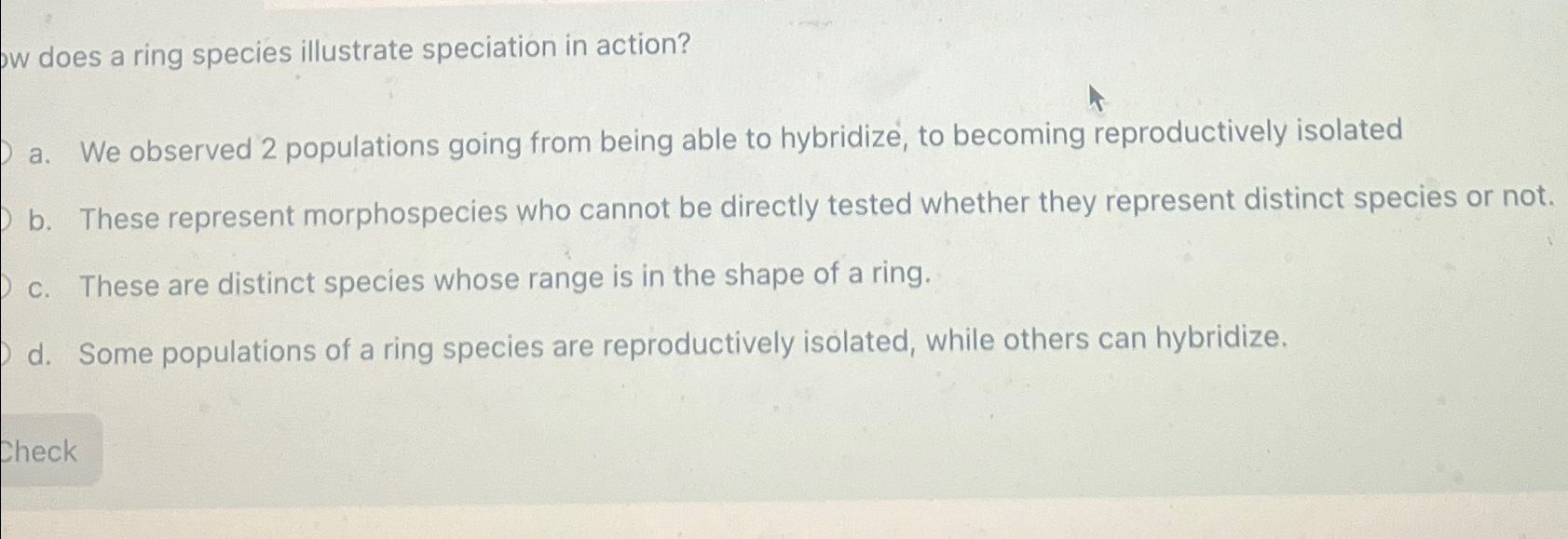 Solved how does a ring species illustrate speciation in | Chegg.com