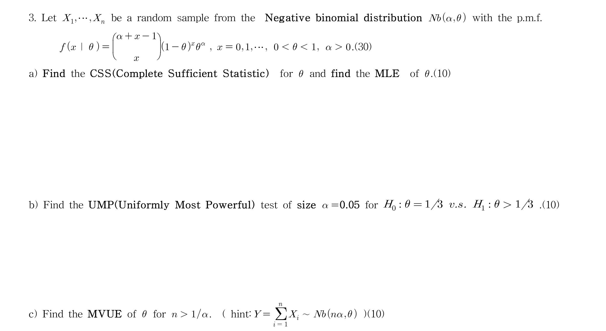 Solved Let x1,cdots,xn ﻿be a random sample from the Negative | Chegg.com