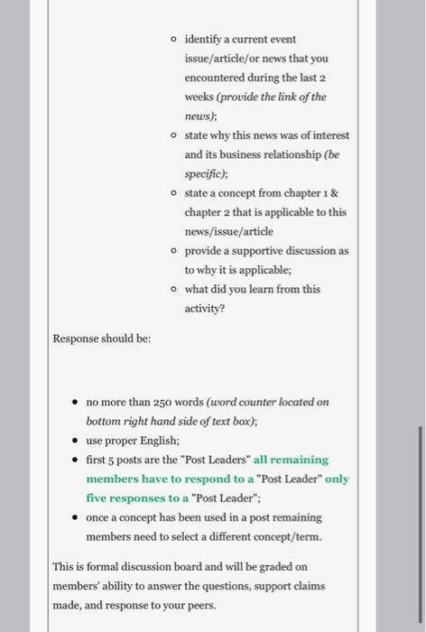 Solved o identify a current event issue/article/or news that | Chegg.com