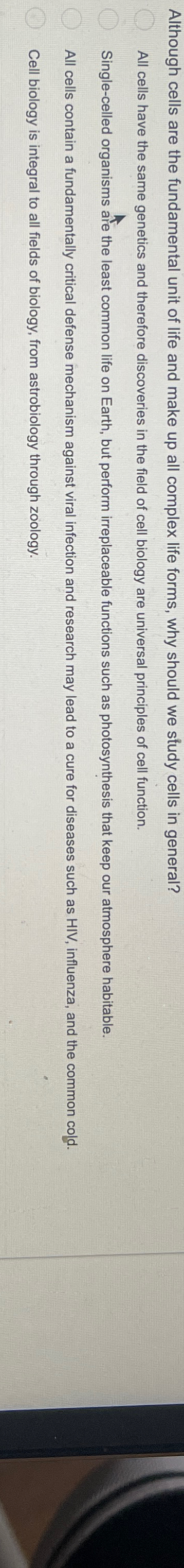 Solved Although cells are the fundamental unit of life and | Chegg.com