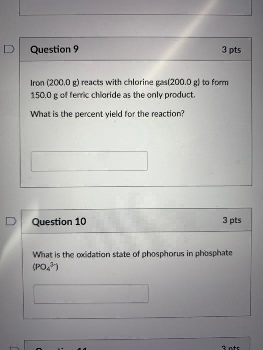 Solved D Question 9 3 pts Iron (200.0 g) reacts with | Chegg.com