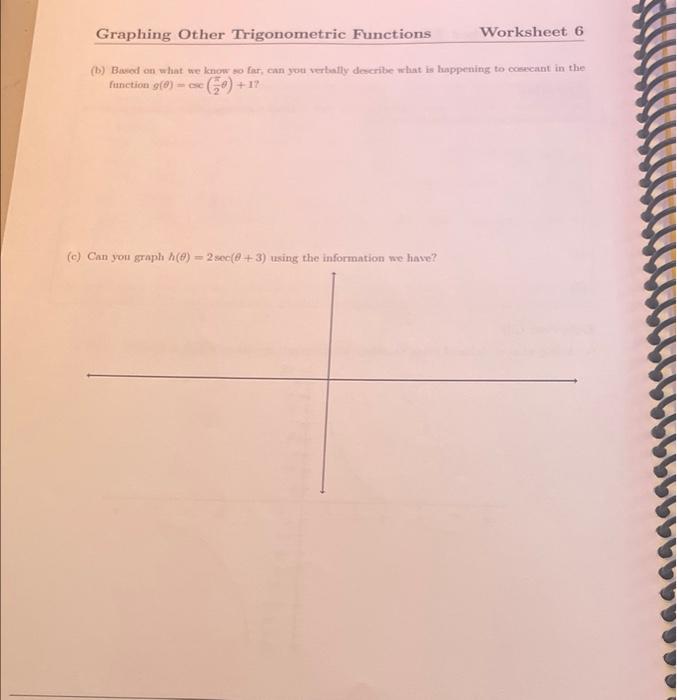 Solved Worksheets Graphing Other Trigonometric Functions | Chegg.com