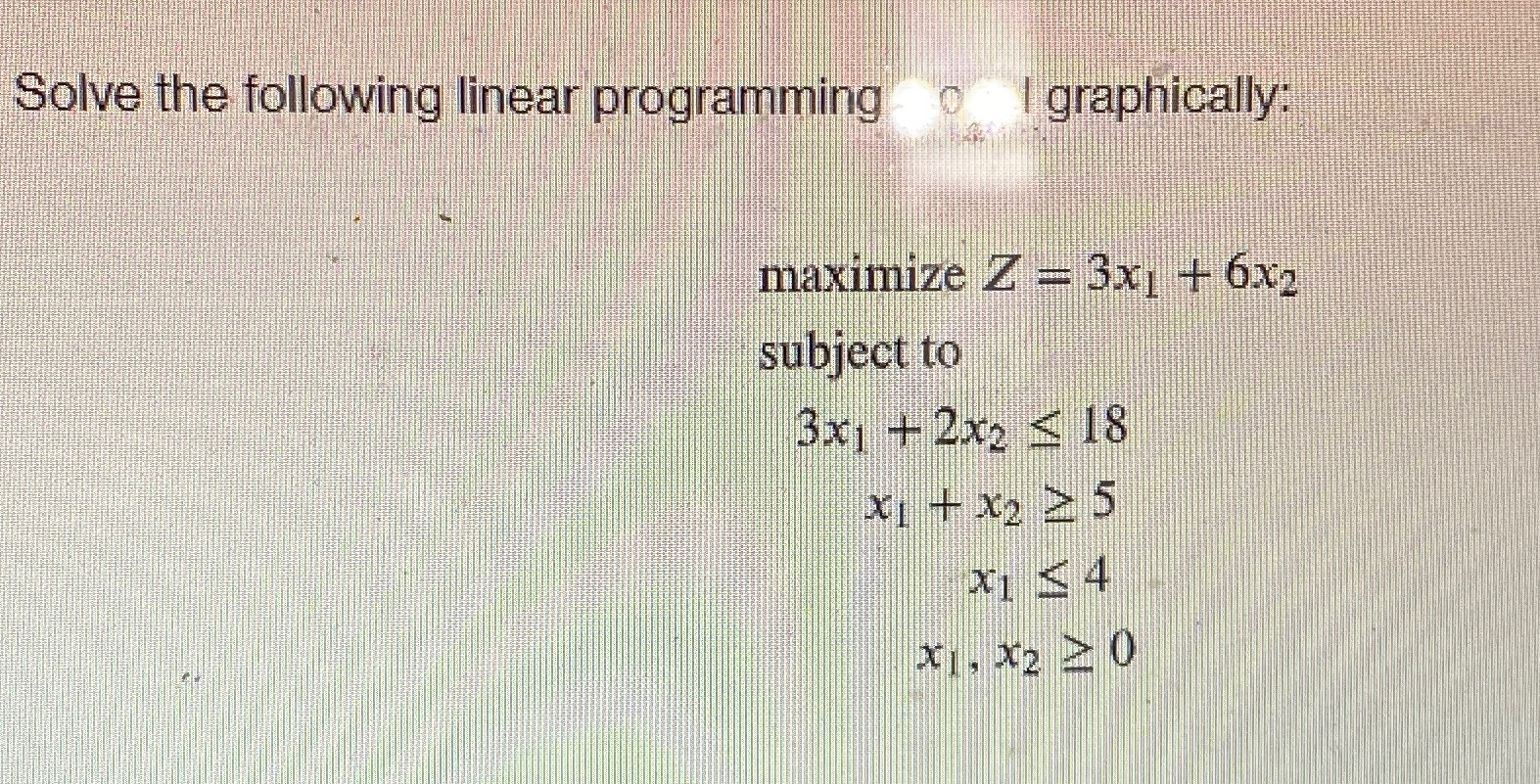 Solved Solve the following linear programming o I | Chegg.com