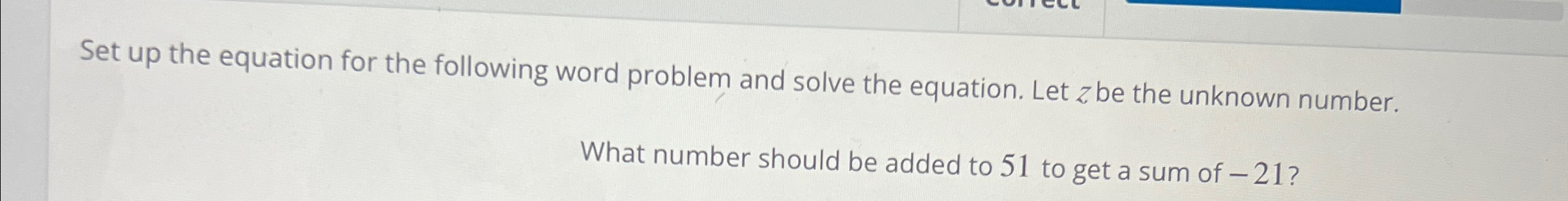 Solved Set up the equation for the following word problem | Chegg.com