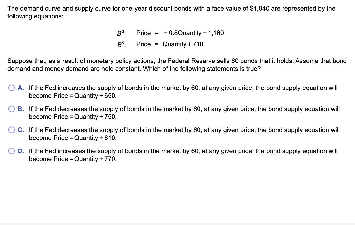 Solved The demand curve and supply curve for one-year | Chegg.com
