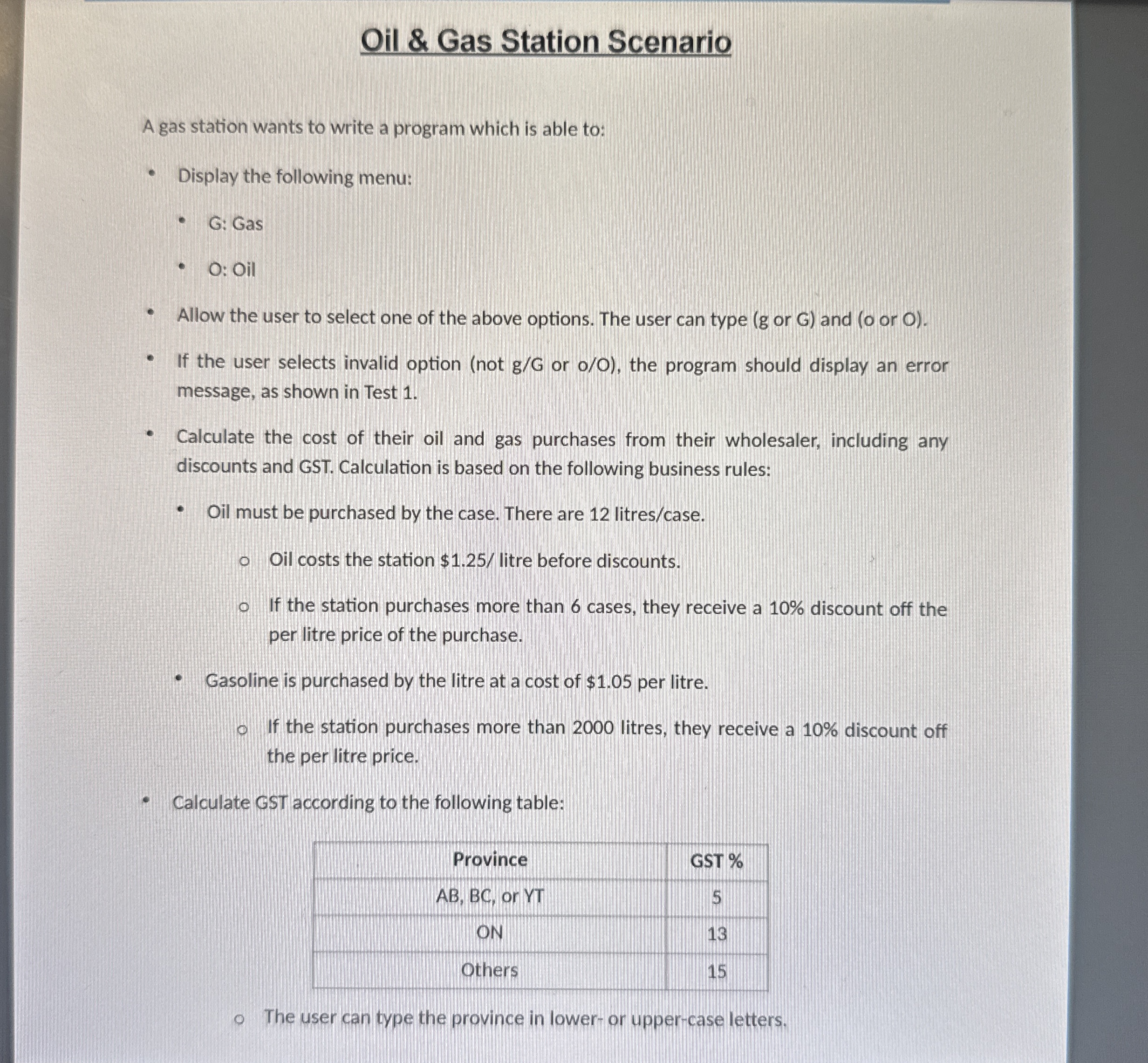 Solved Use "if" ﻿and "elif" statements only.Oil & Gas | Chegg.com