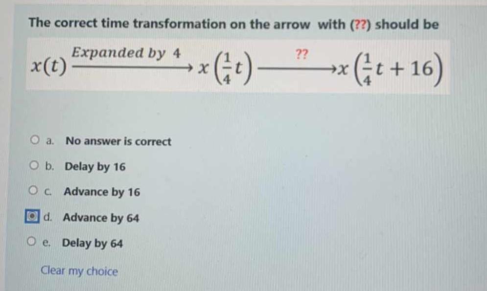 Solved The correct time transformation on the arrow with | Chegg.com