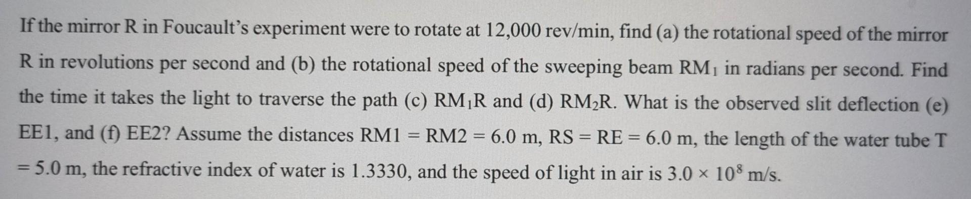 Solved If the mirror R in Foucault's experiment were to | Chegg.com