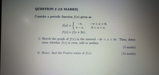 Solved QUESTION 2 (15 MARKS) Consider a periodic function | Chegg.com