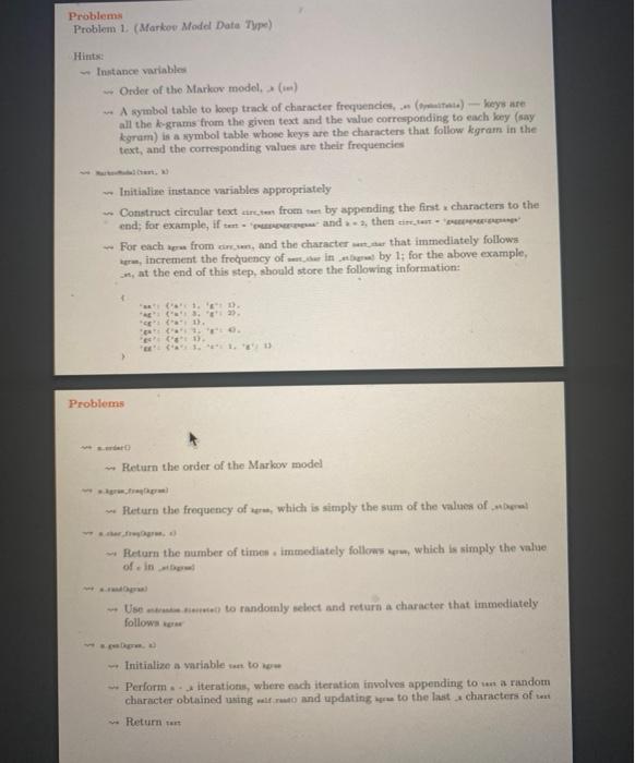 Problem 2. (Random Text Generator) Implement a | Chegg.com