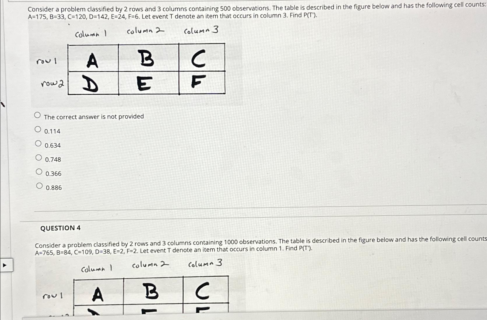 Solved Consider a problem classified by 2 ﻿rows and 3 | Chegg.com
