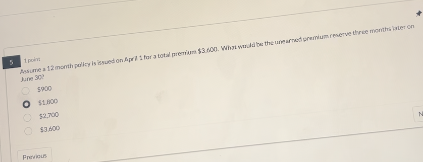 Solved 51 ﻿pointAssume a 12 ﻿month policy is issued on April | Chegg.com