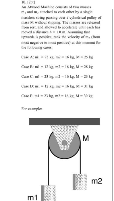 Solved An Atwood Machine consists of two masses m1 and m2 | Chegg.com
