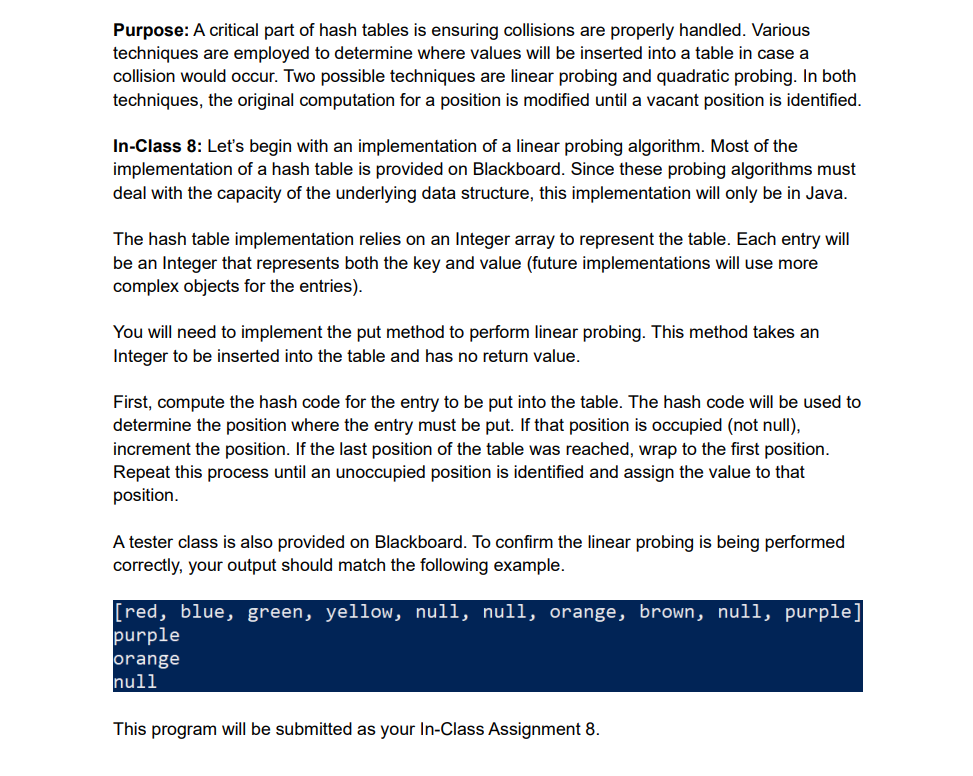 Solved *Python*Purpose: A critical part of hash tables is | Chegg.com