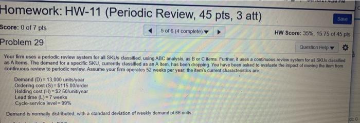 Solved VM Homework: HW-11 (Periodic Review, 45 pts, 3 att) | Chegg.com