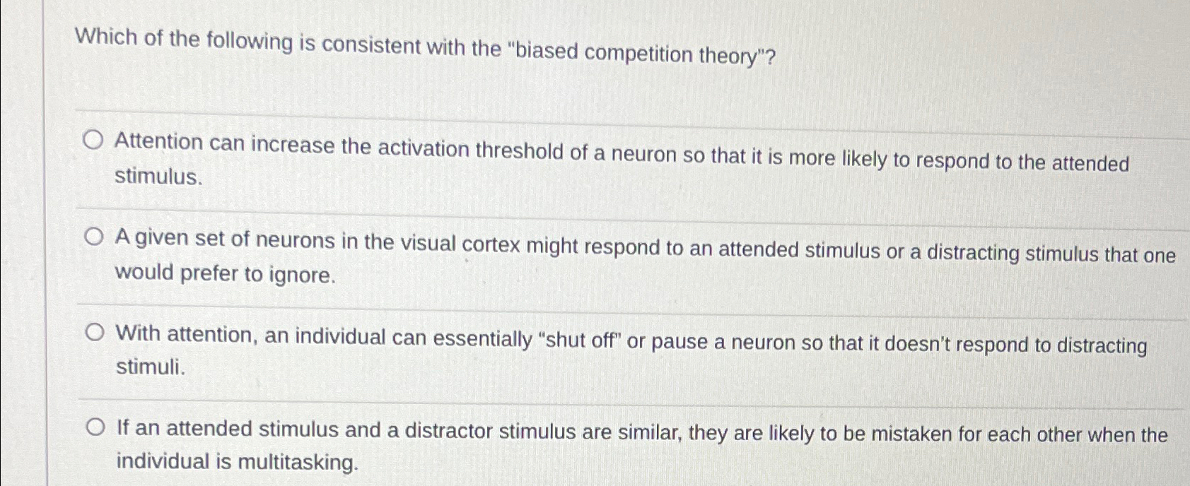 Solved Which of the following is consistent with the "biased | Chegg.com