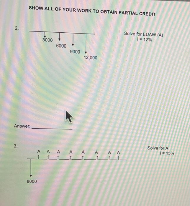 Solved SHOW ALL OF YOUR WORK TO OBTAIN PARTIAL CREDIT 2. | Chegg.com
