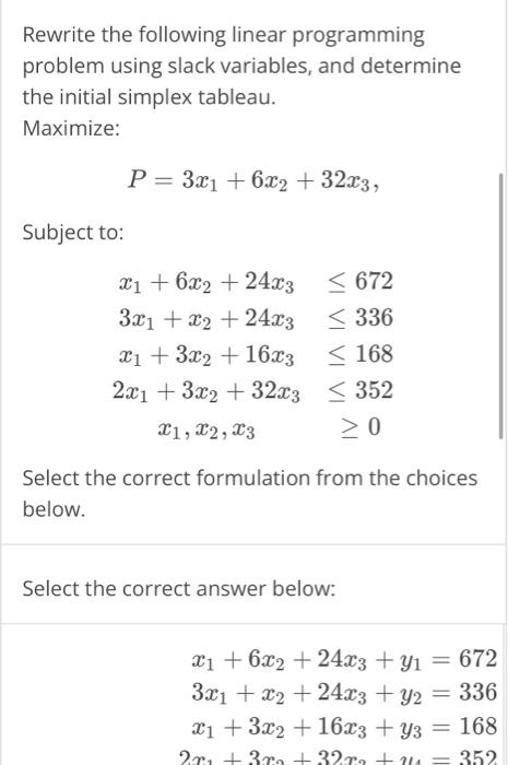 Rewrite the following linear programming problem | Chegg.com