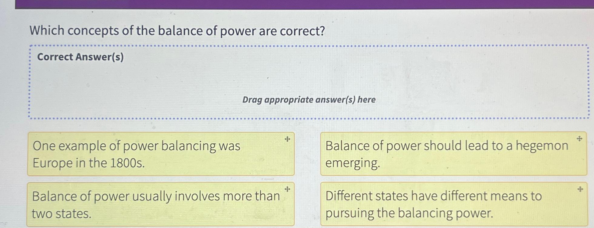 Solved Which concepts of the balance of power are | Chegg.com