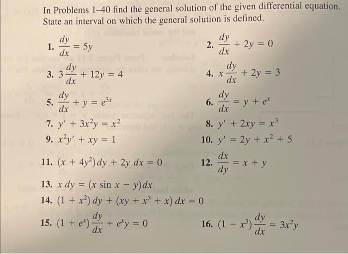 Solved In Problems 1−40 find the general solution of the | Chegg.com