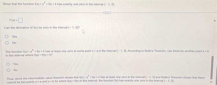 Solved Show that the function f(x)=x4+6x+4 has exactly one | Chegg.com