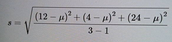 Solved s=(12-μ)2+(4-μ)2+(24-μ)23-12 | Chegg.com